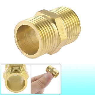 Brass 3/8" PT to 3/8" PT Male Thread Hex Nipple Pneumatic Piping Quick Coupler - Brass Tone ...